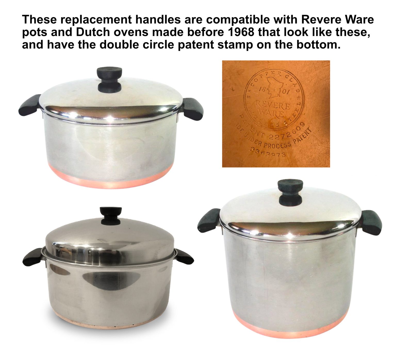 Vintage pot/dutch oven handle pair (2-screw)