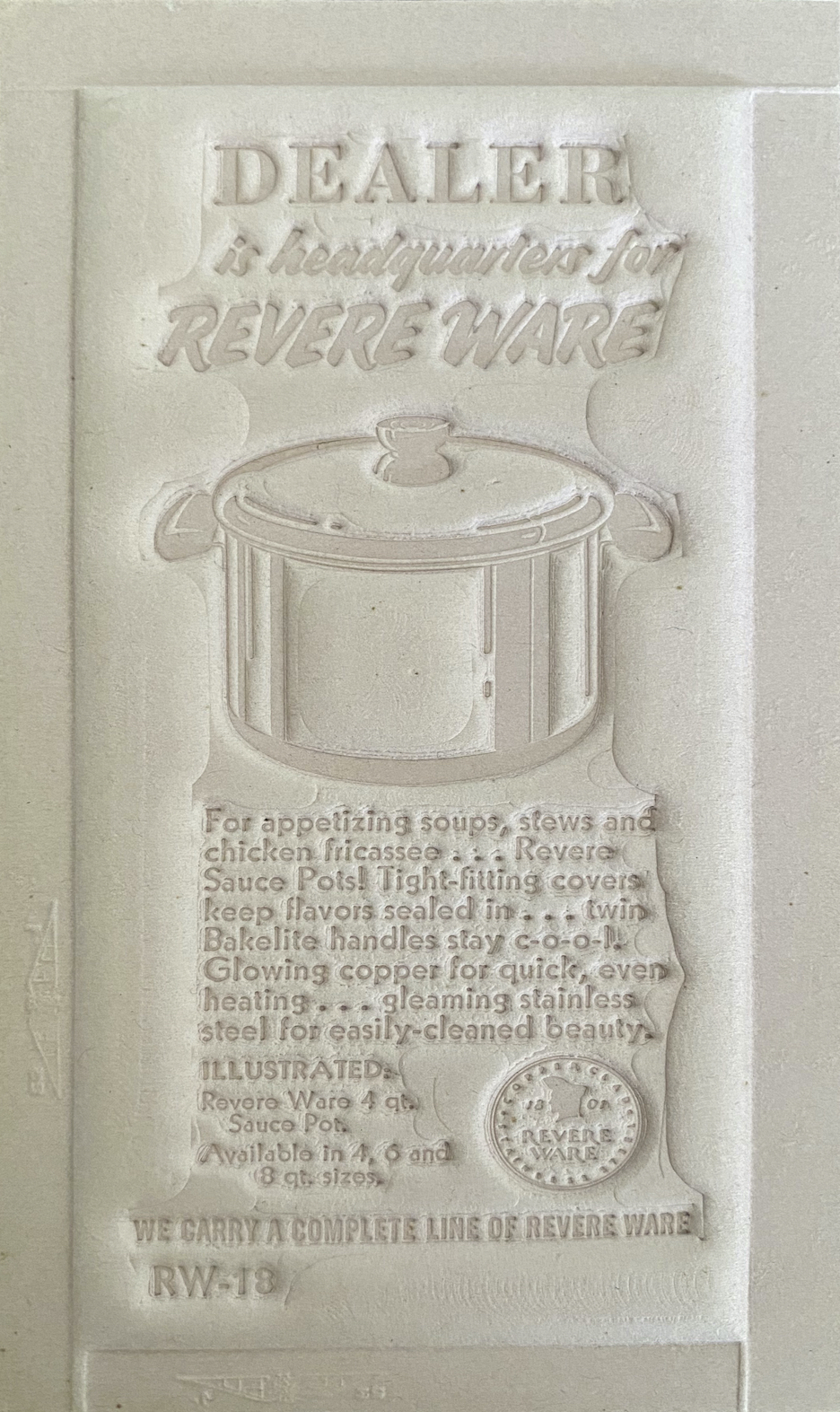 Revere Ware print advertising mats - Revere Ware Parts