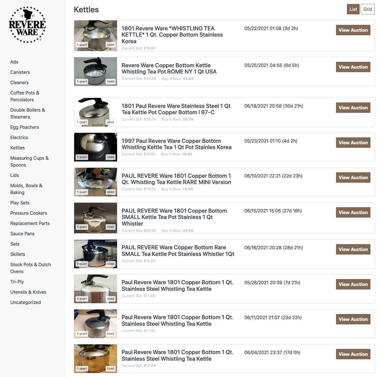 Identifying Vintage Revere Ware - Revere Ware Parts